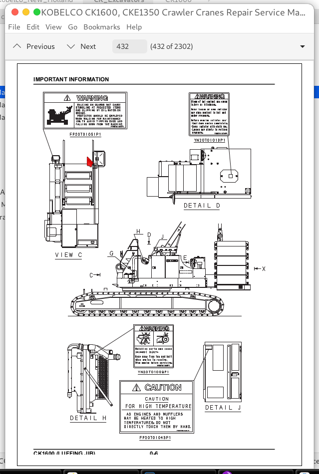 KOBELCO CK1600, CKE1350 Crawler Cranes OPERATION & MAINTENANCE Manual | A++ Repair Manual Store